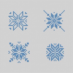 Snowflakes Cross Stitch Pattern - Winter Counted Cross Stitch Tutorial ...