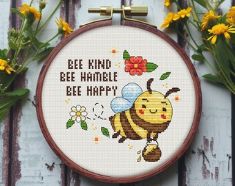 Miss Bee Cross Stitch Pattern Cute Xstitch Tutorial Baby Embroidery ...