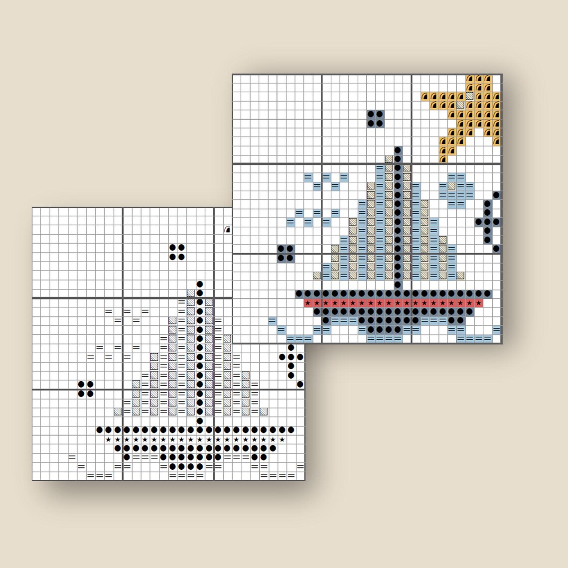 Nautical Cross Stitch Pattern PDF | Whale, Lighthouse, Boat Sampler ...