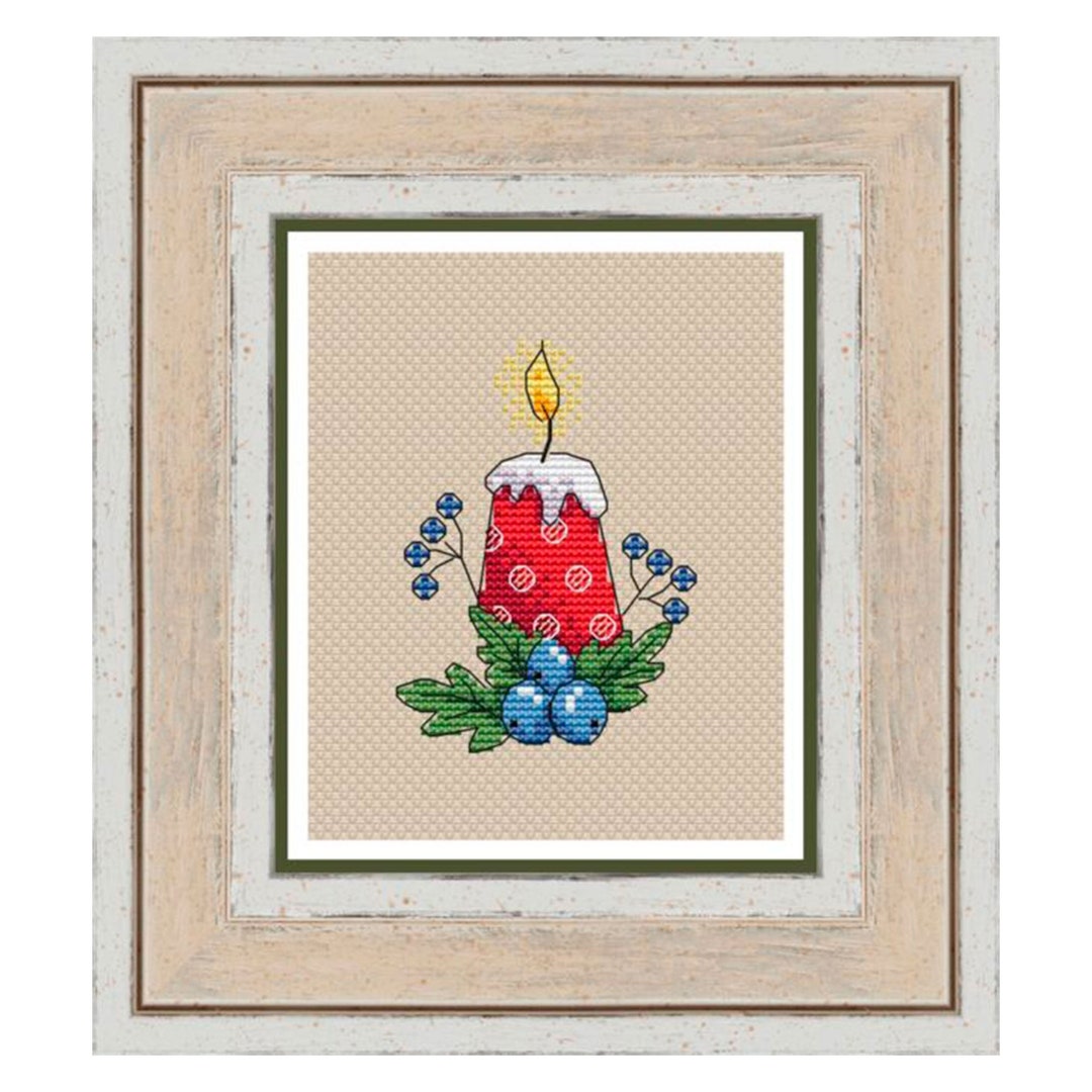 Candle Cross Stitch Pattern, Christmas Decoration Counted Cross Stitch ...