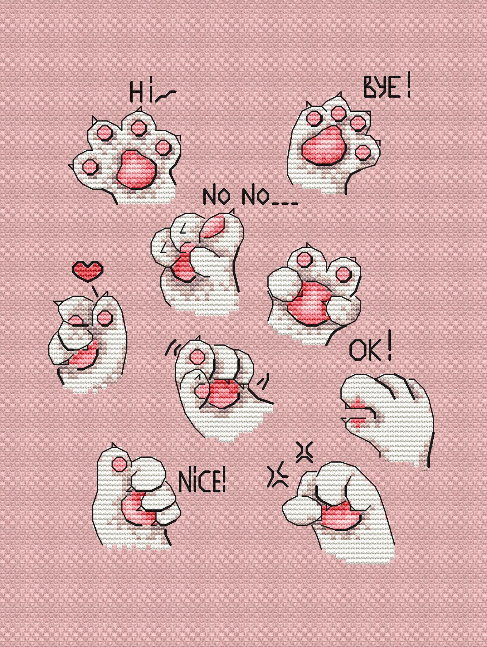 Cat Paws Cross Stitch Pattern Counted Cross Stitch Chart - Etsy