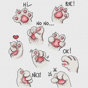 Paws Cross Stitch Pattern - Cat Counted Cross Stitch Chart - Pet ...