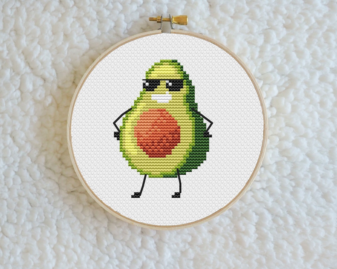 Avocado Cross Stitch Pattern - Funny Counted Cross Stitch Tutorial ...