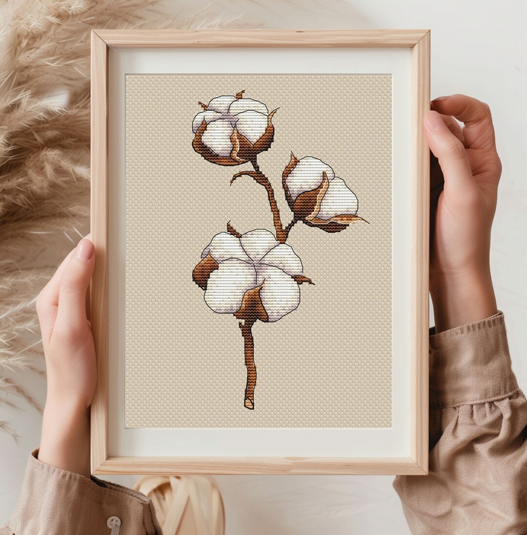 Cotton Brunch Cross Stitch Pattern Flower Stem Counted Cross Stitch ...