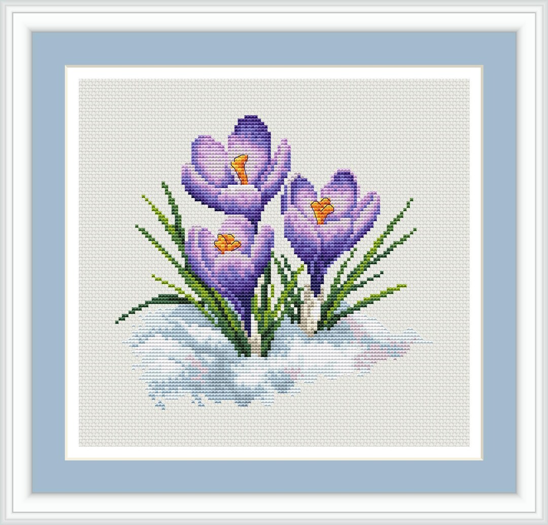 Crocuses Cross Stitch Pattern - Spring Flower Cross Stitch Chart - PDF ...