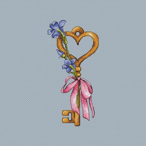 Gold Key Cross Stitch Pattern - Summer Flowers Counted Cross Stitch ...