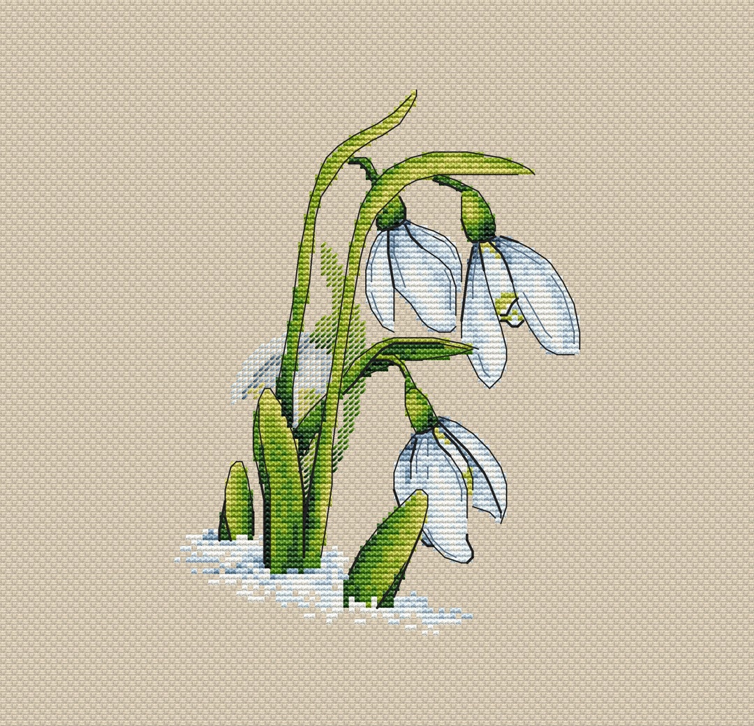 Snowdrops Cross Stitch Pattern - White Flowers Counted Cross Stitch ...