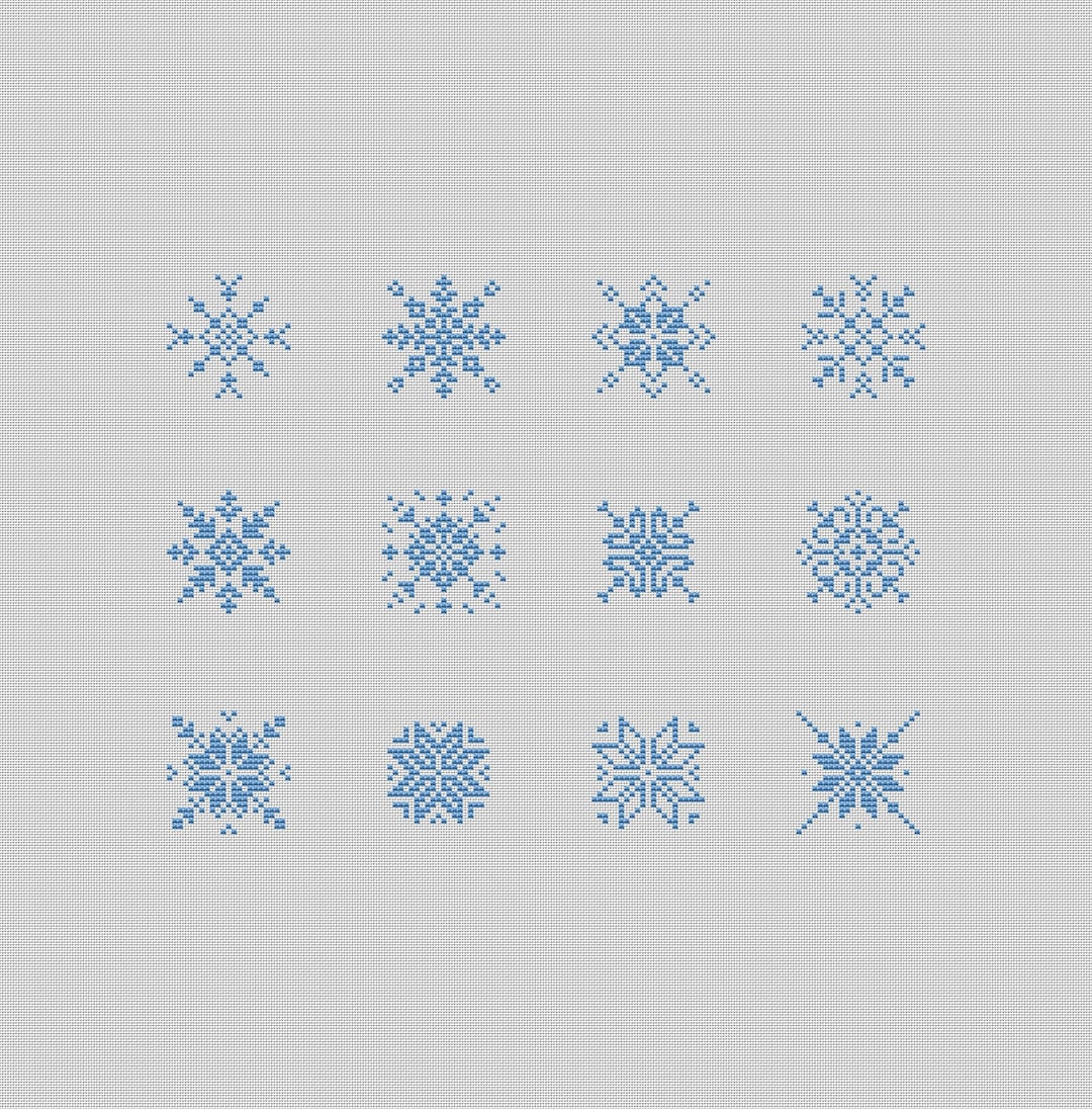 Snowflakes Cross Stitch Pattern - Winter Counted Cross Stitch Tutorial ...