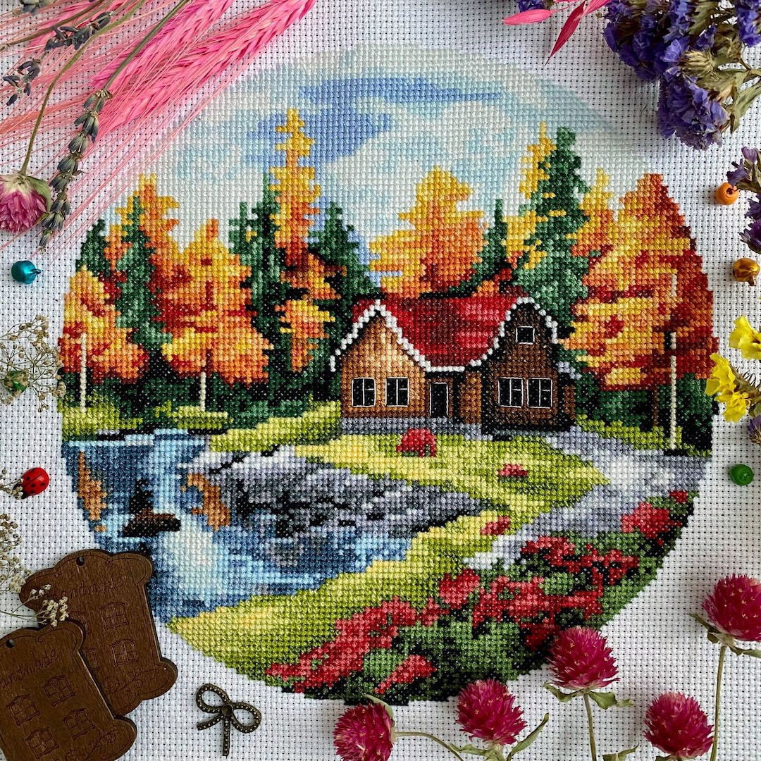 Autumn Forest Cross Stitch Pattern - Fall Counted Cross Stitch Tutorial ...