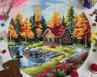 Autumn Cross Stitch Pattern Fall Forest Counted Cross Stitch Chart ...