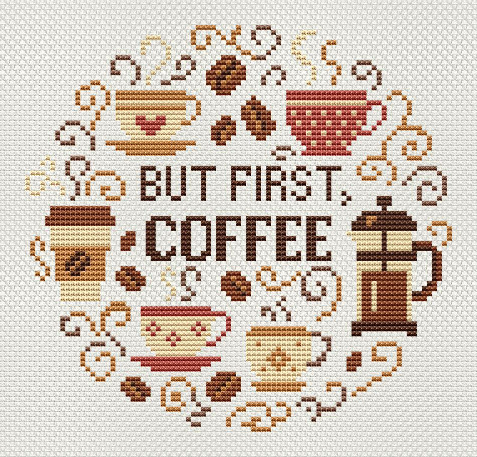 But First Coffee Cross Stitch Pattern - Modern Sampler (PDF Pattern) - Etsy