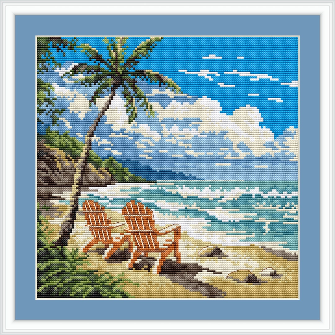 Summer Beach Cross Stitch Pattern: Seascape Embroidery (PDF Pattern) - Etsy