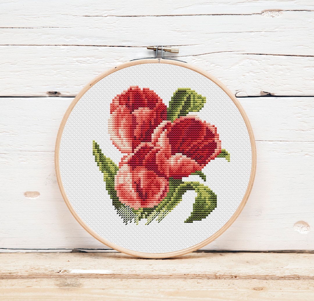 Red Tulips Cross Stitch Pattern Easy Cross Stitch Design Counted Cross ...