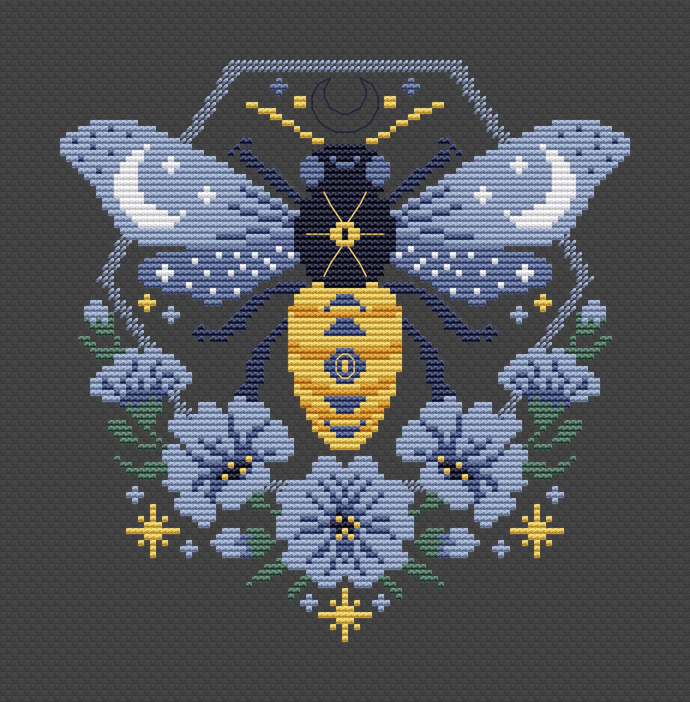 Cross Stitch Pattern Bee in a Floral Frame Counted Cross - Etsy