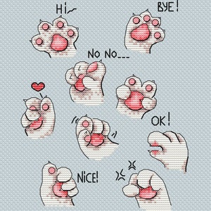 Cat Paws Cross Stitch Pattern - Counted Cross Stitch Chart Instant ...