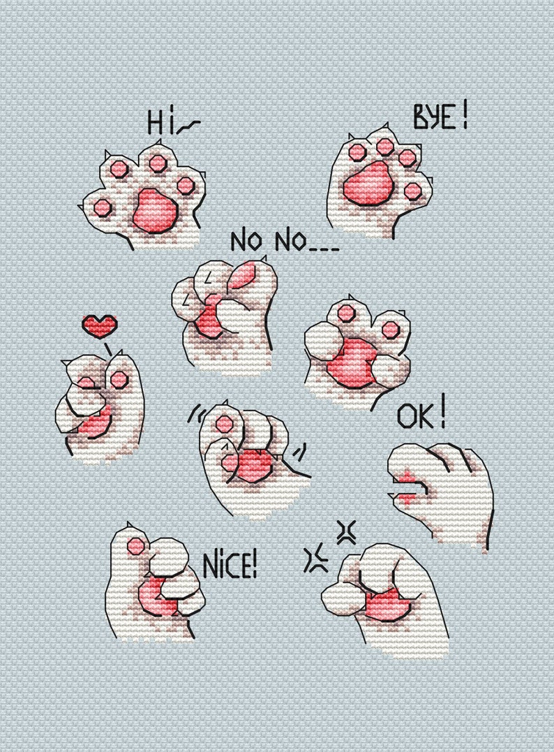Cat Paws Cross Stitch Pattern Counted Cross Stitch Chart - Etsy