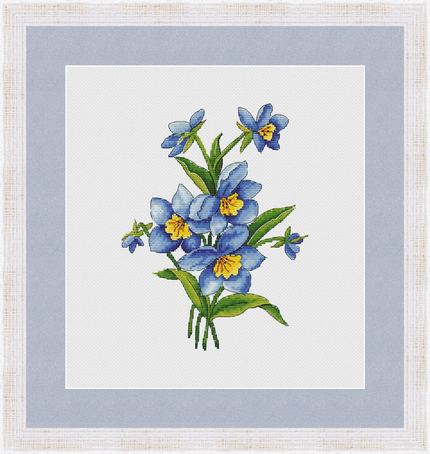 Blue Flowers Cross Stitch Pattern Modern Cross Stitch - Etsy