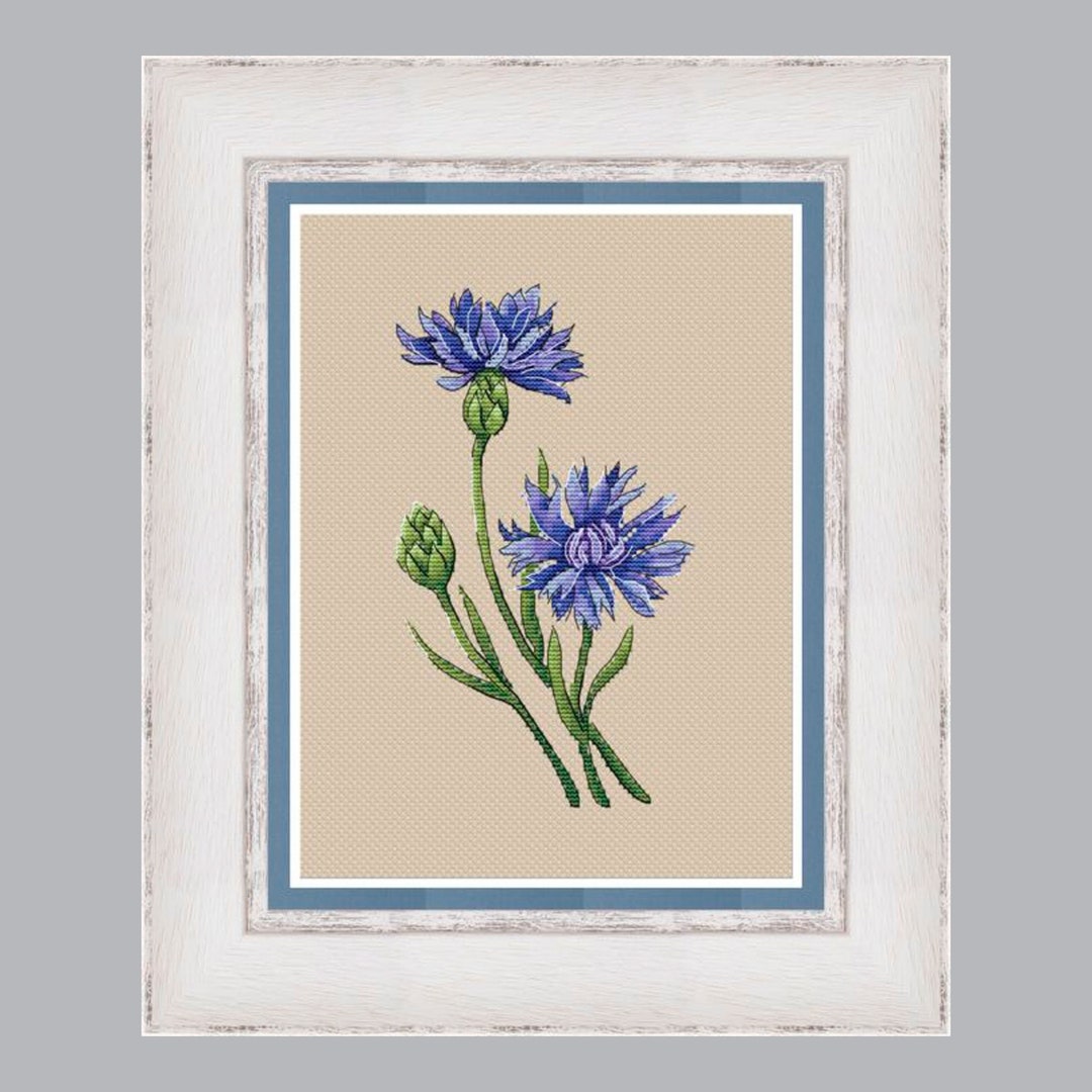 Cross Stitch Pattern Cornflowers - Blue Flowers Counted Cross Stitch ...