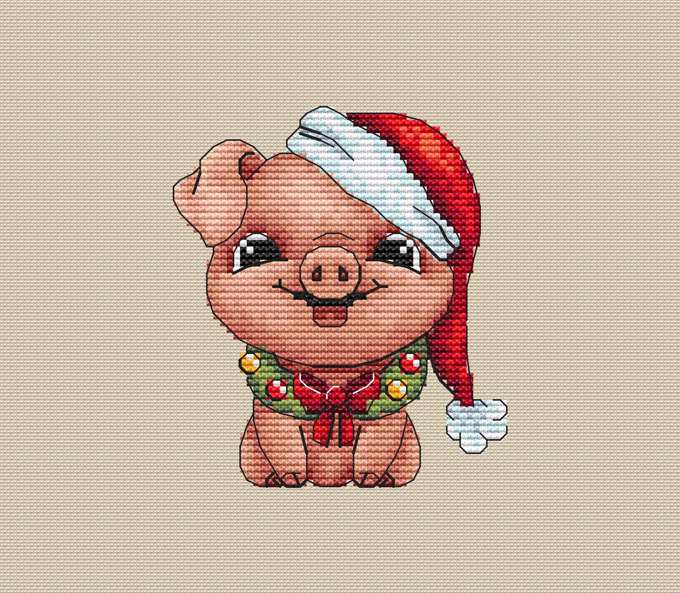 Christmas Pig Cross Stitch Pattern – Holiday Embroidery (PDF Pattern - Etsy