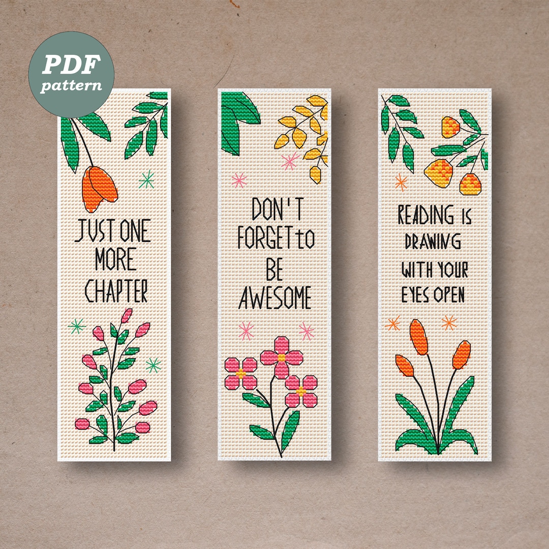 3 Bookmarks Cross Stitch Pattern - Counted Cross Stitch Chart Instant ...