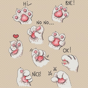 Cat Paws Cross Stitch Pattern - Counted Cross Stitch Chart Instant ...
