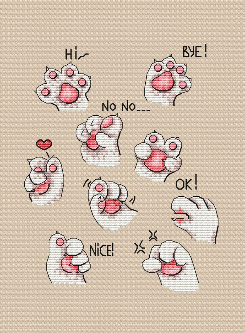 Cat Paws Cross Stitch Pattern Counted Cross Stitch Chart - Etsy