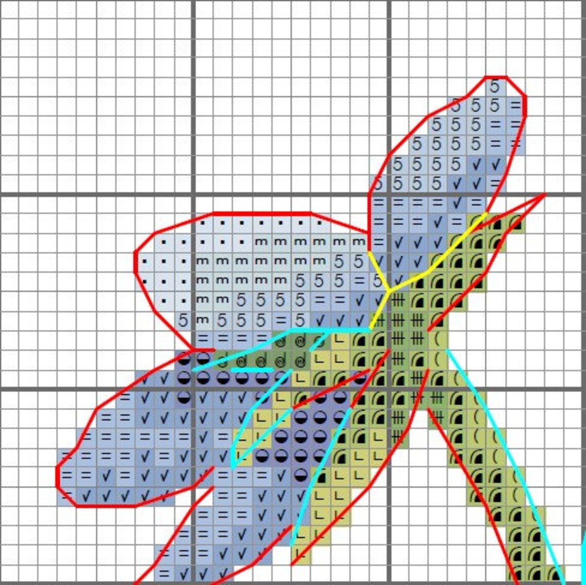 Blue Flowers Cross Stitch Pattern Modern Cross Stitch - Etsy