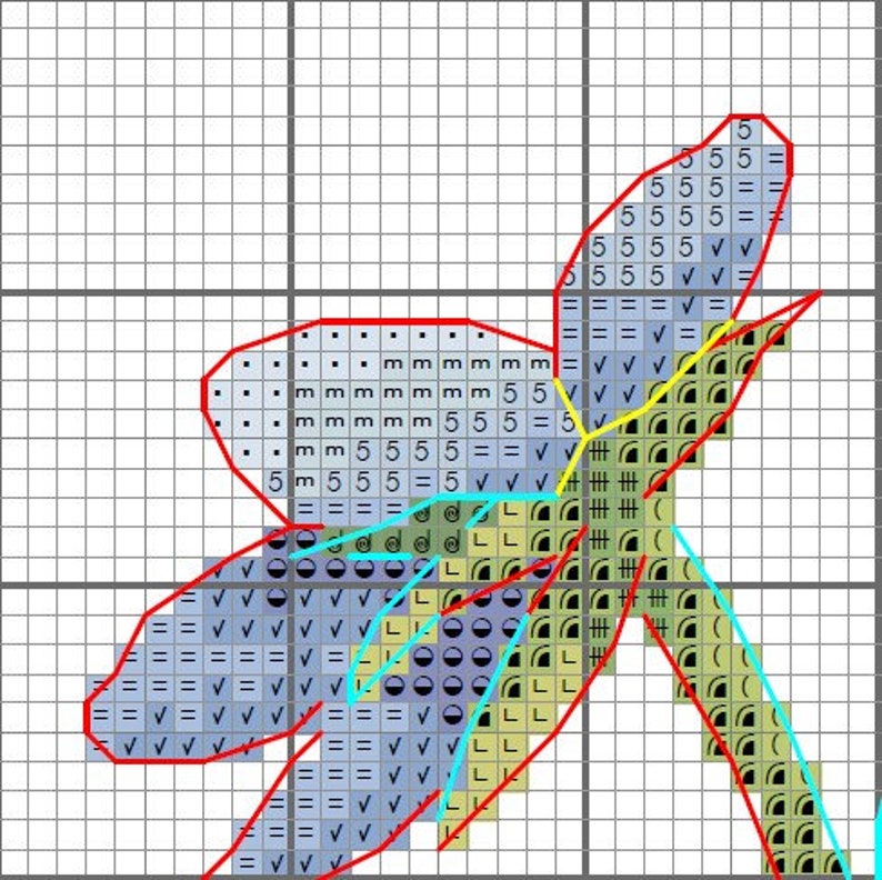 Blue Flowers Cross Stitch Pattern Modern Cross Stitch - Etsy