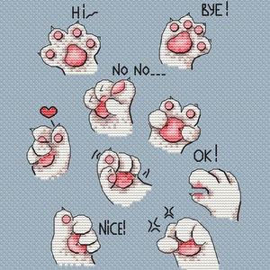 Cat Paws Cross Stitch Pattern - Counted Cross Stitch Chart Instant ...
