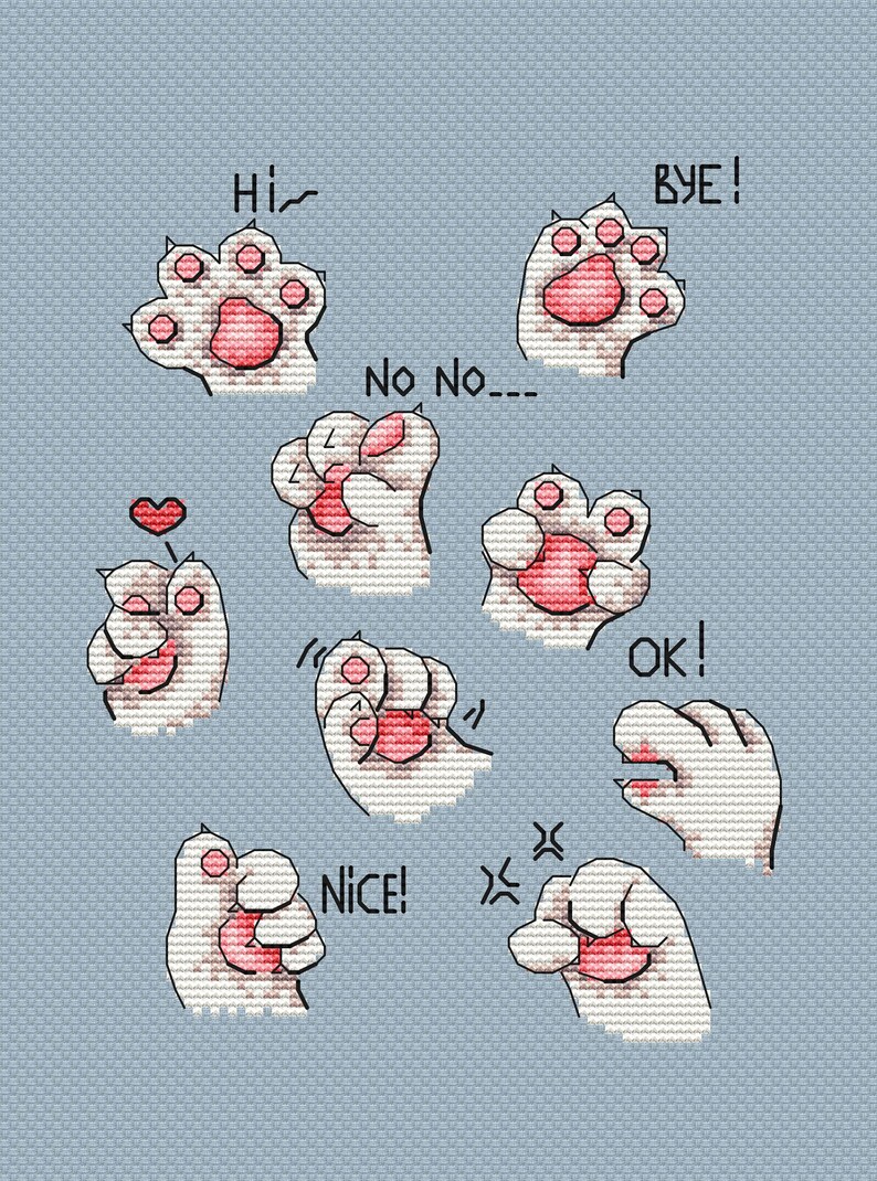 Cat Paws Cross Stitch Pattern Counted Cross Stitch Chart - Etsy