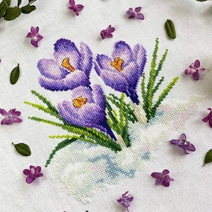 Crocuses Cross Stitch Pattern: Spring Flower Embroidery Design (PDF ...