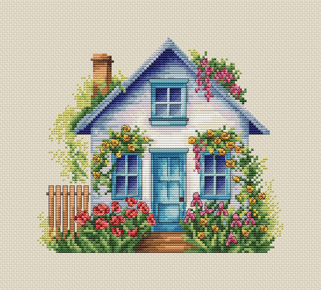 House With Garden Cross Stitch Pattern: Cozy Home Design (PDF Pattern ...
