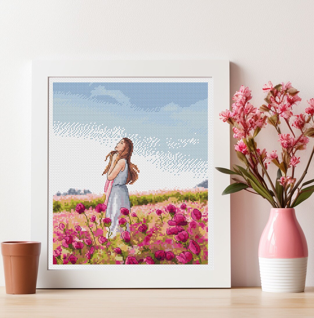 Summer Flowers Cross Stitch Pattern Flower Field Counted Cross Stitch ...