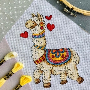 Alpaca Cross Stitch Pattern - Cute Animal Counted Cross Stitch Chart ...