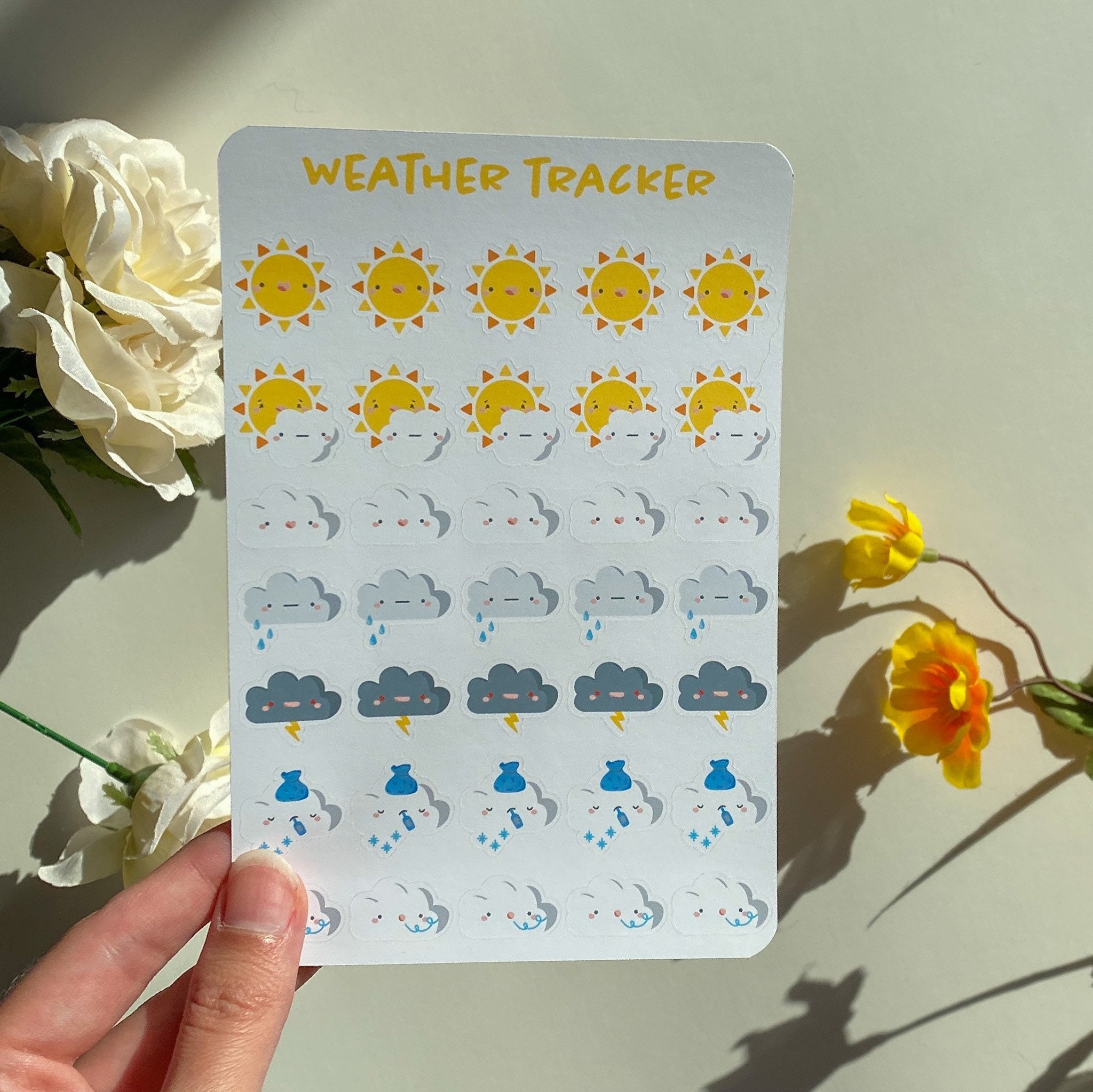 Paper & Party Supplies Paper Weather Tracker Stickers Cute Cloud Bullet ...