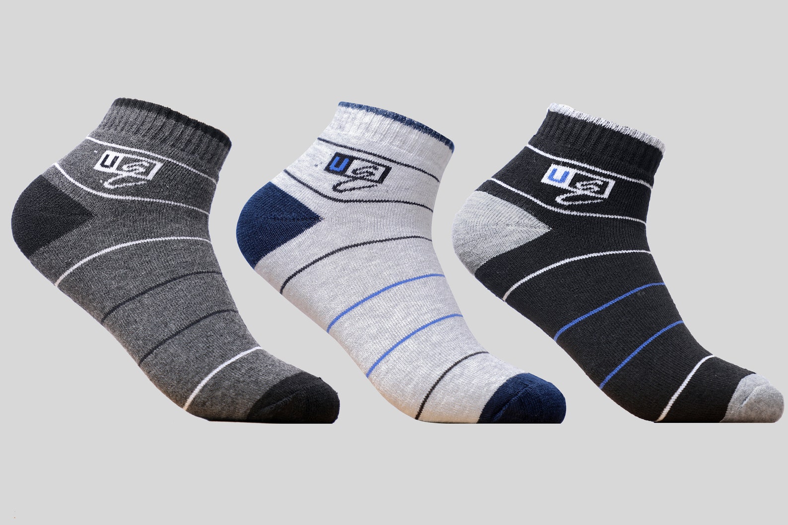 Stripped Design Terry Cotton Socks For Men Pack Of 3 Free | Etsy