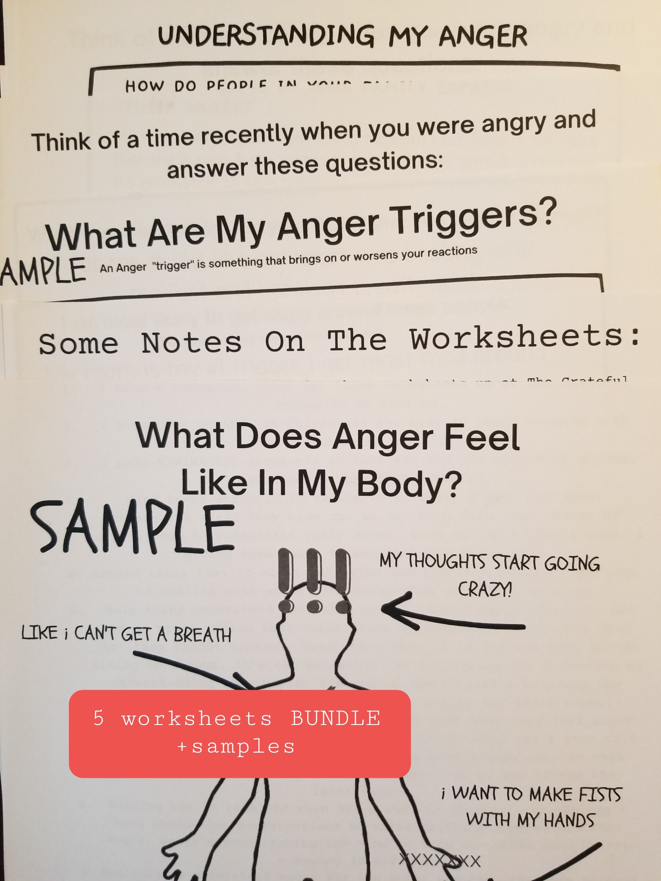 Teen Therapy ANGER MANAGEMENT WORKSHEETS Counseling Support Therapist ...