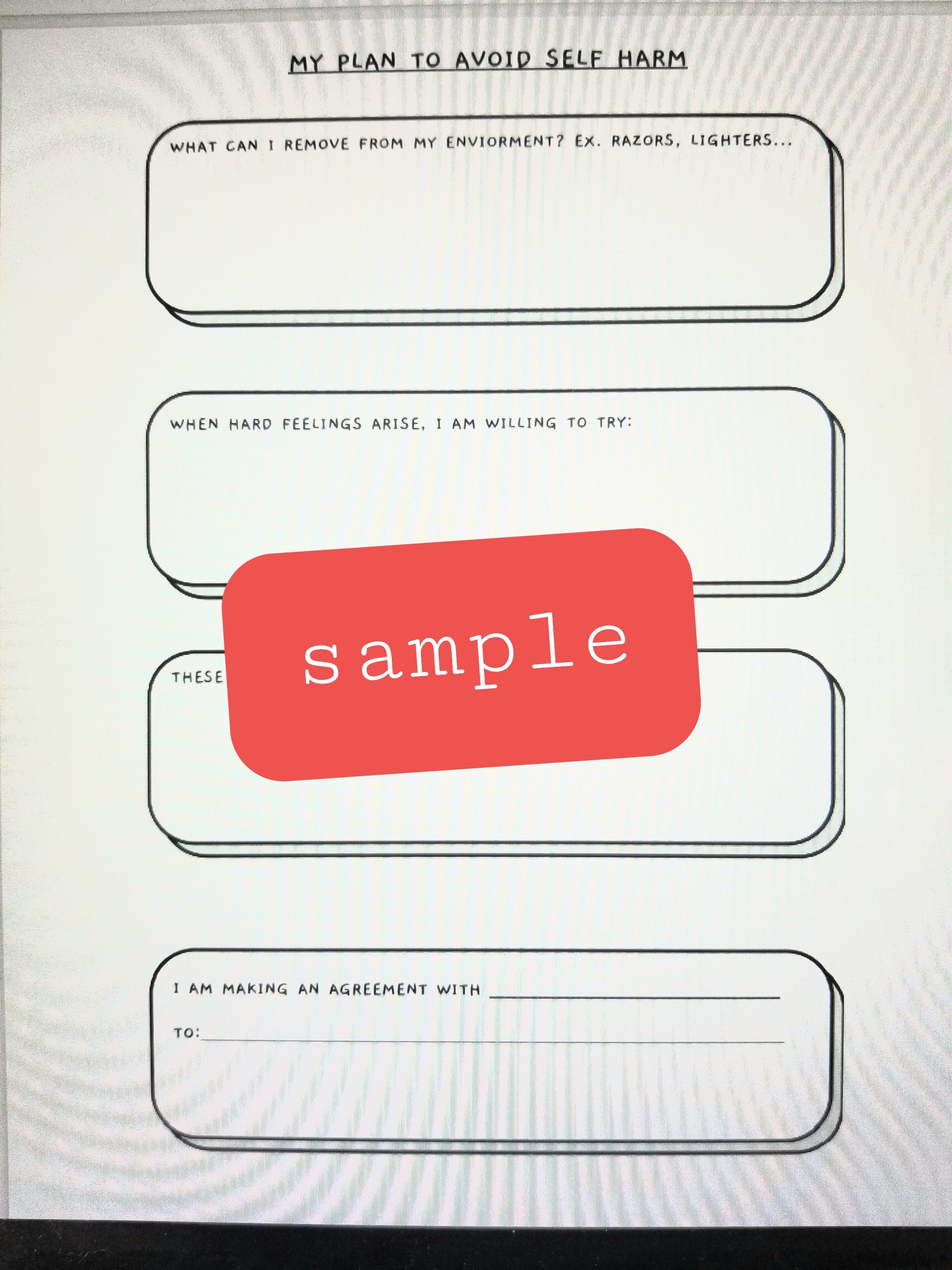 Therapist Counselor WORKSHEETS "self Harm" Teens Mental Health ...