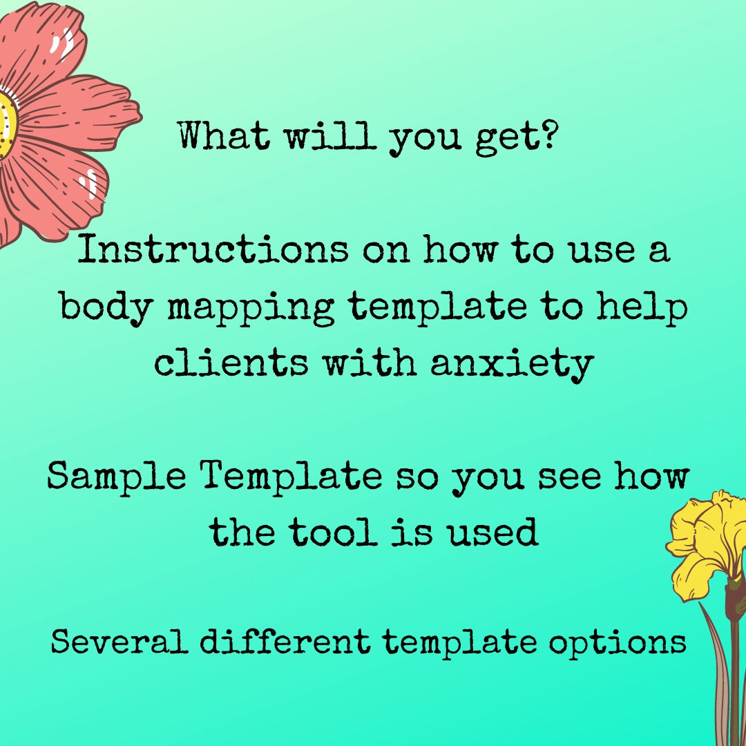 Therapist Counselor Tool Worksheet ANXIETY BODY MAPPING Therapy ...