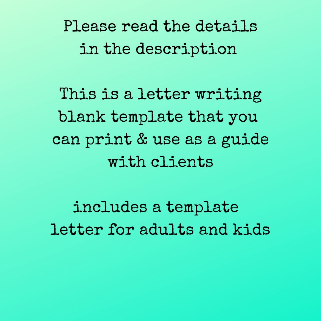 Therapy Counselor LETTER WRITING TEMPLATE Worksheet Tool Mental Healthy ...