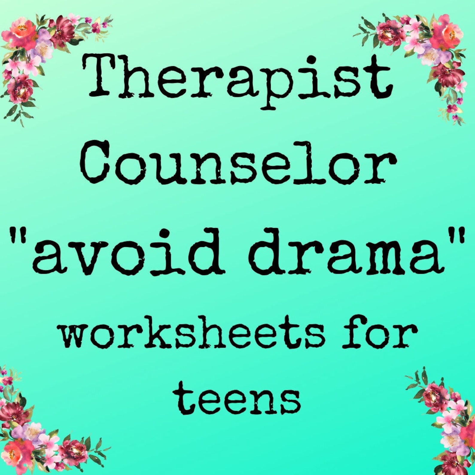 Therapist TEEN WORKSHEETS Counselor "avoid Drama" Therapy Tools Support ...