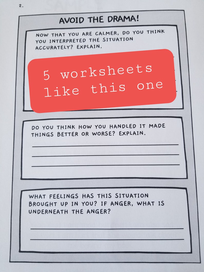 Therapist TEEN WORKSHEETS Counselor "avoid Drama" Therapy Tools Support ...