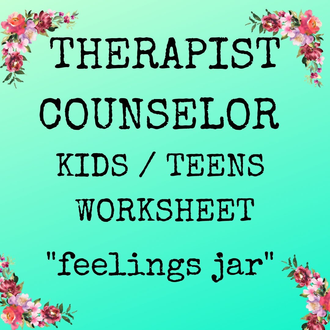 Therapy Kids Teens Worksheet Counseling "feelings Jar" Mental Health ...