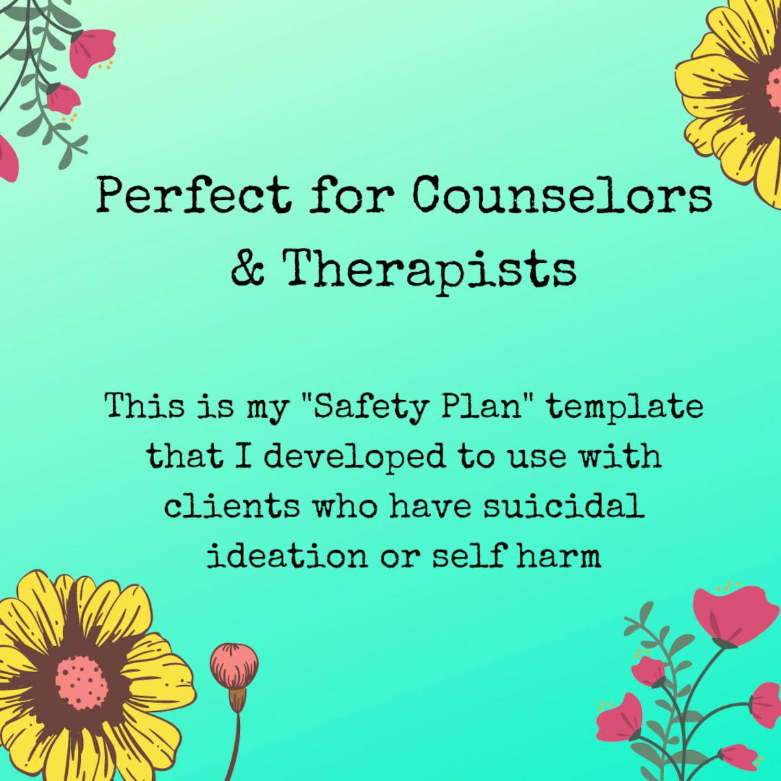 SAFETY PLAN for Therapist Counselor Mental Health Counseling Worksheet ...