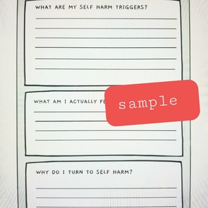 Therapist Counselor WORKSHEETS "self Harm" Teens Mental Health ...