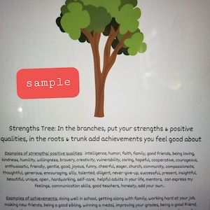 Therapist Counselor WORKSHEETS "strength Tree" Teens Mental Health ...