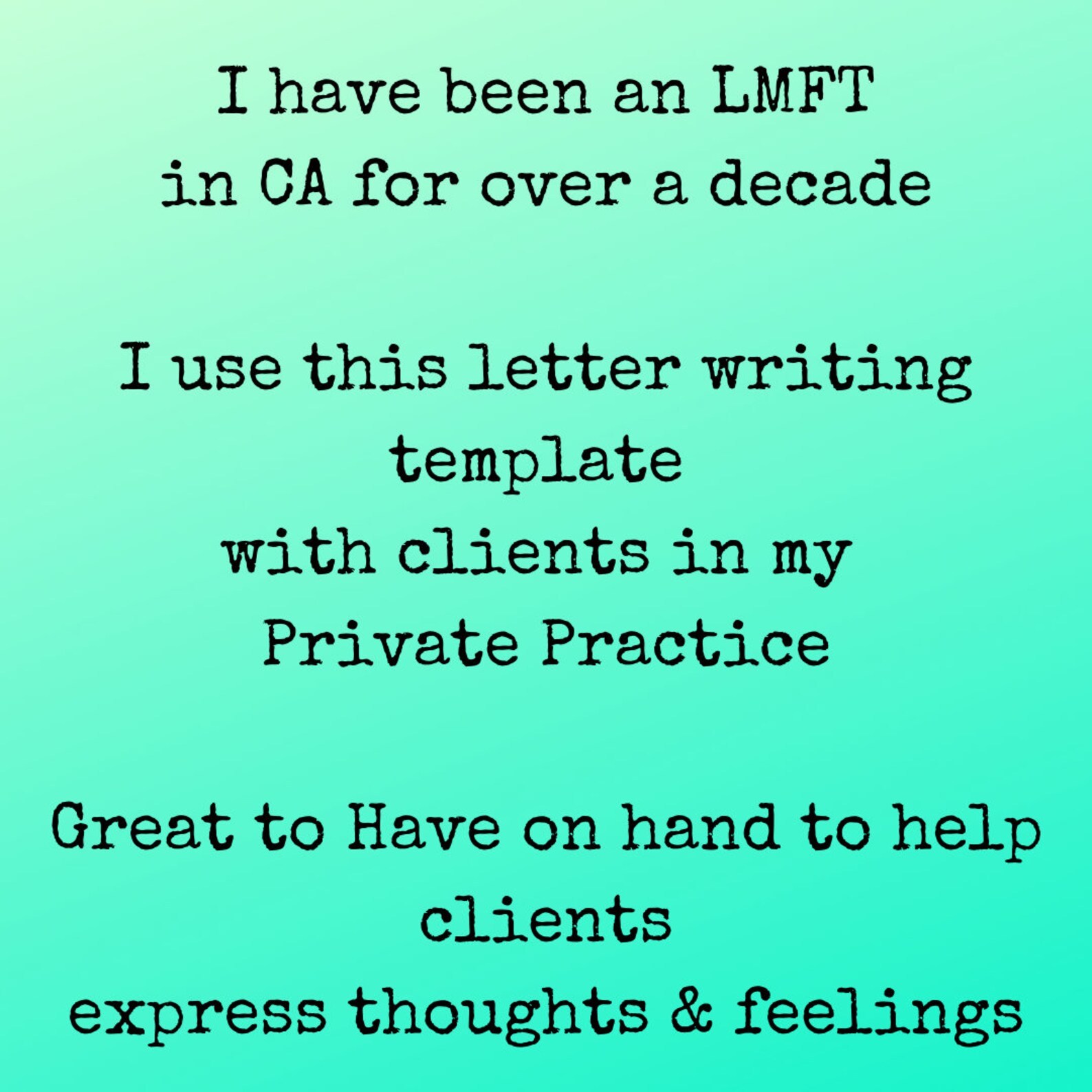 Therapy Counselor LETTER WRITING TEMPLATE Worksheet Tool Mental Healthy ...