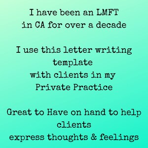 Therapy Counselor LETTER WRITING TEMPLATE Worksheet Tool Mental Healthy ...