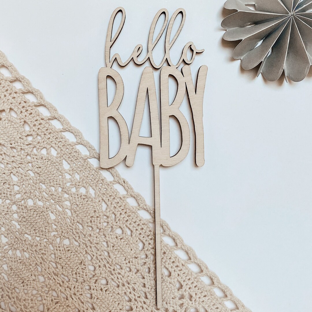 Gift Baby Shower and Bender Reveal Party, Cake Topper Made of Wood as ...