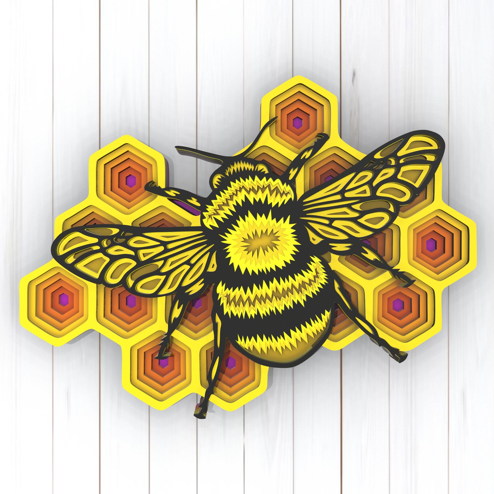 Bees on Honeycombs 3D Mandala Svg Files Multilayer Panel for - Etsy